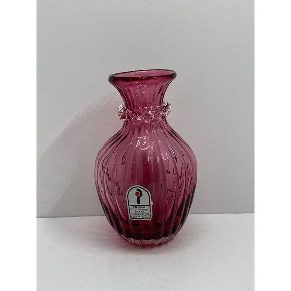Pilgrim | Accents | Cranberry Pilgram Art Glass Vase With Original ...